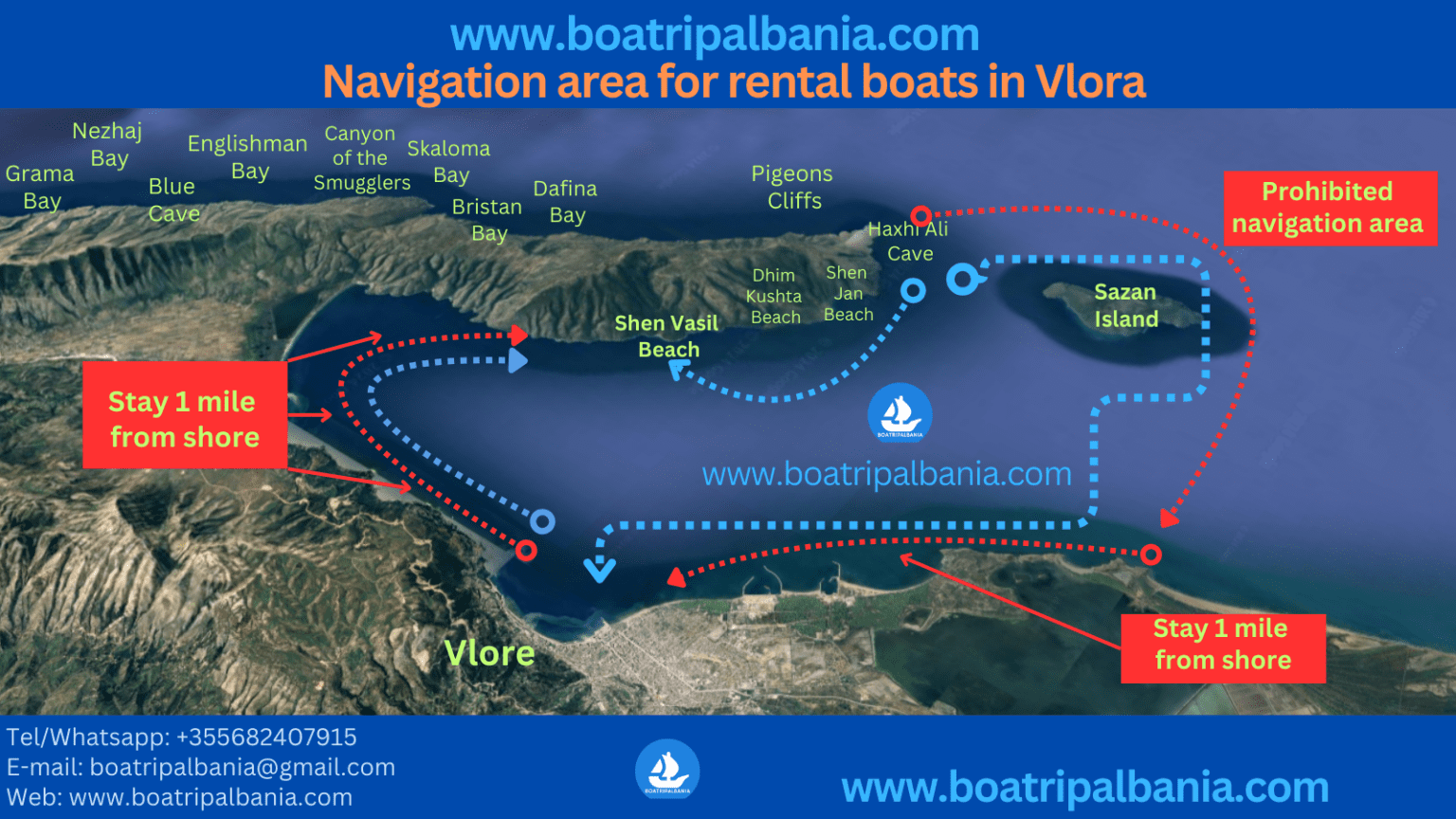 Small Boat Rental in Vlore | No License Required | 160€
